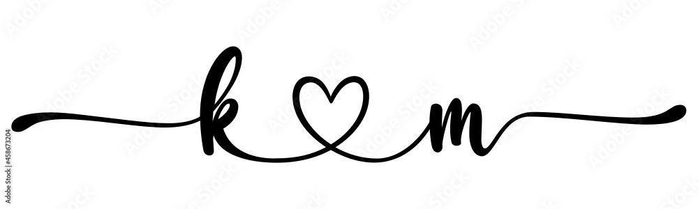 km, mk, letters with heart Monogram, monogram wedding logo. Love icon ...
