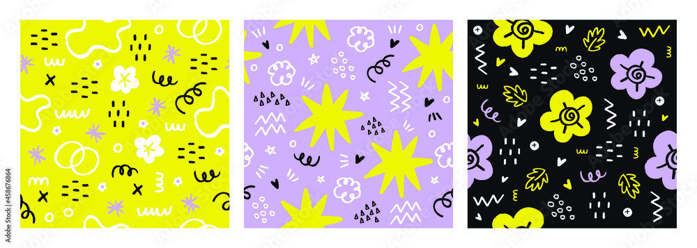 Hand drawing set elements, doodle,hand written,seamless pattern,line ...