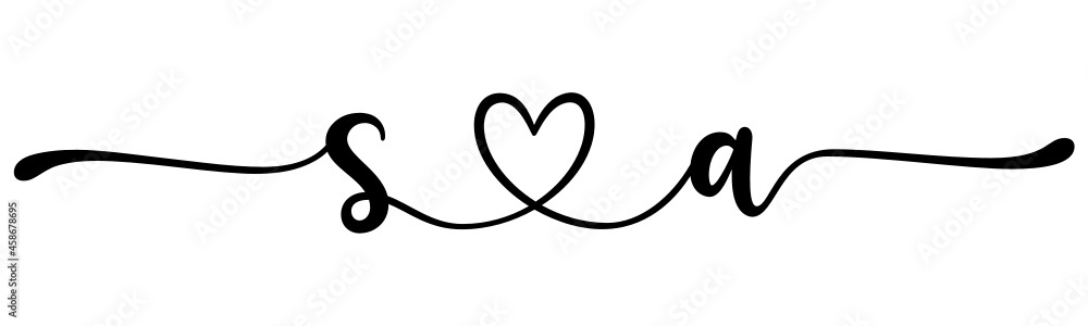 sa, as, letters with heart Monogram, monogram wedding logo. Love icon ...