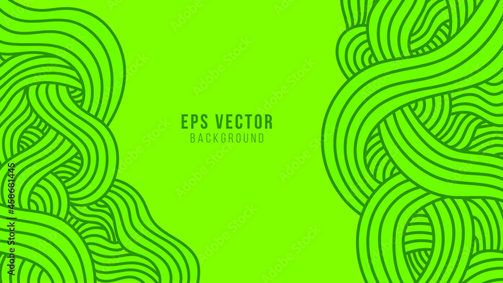 Green wavy lines abstract background with hand drawn outline style. can ...