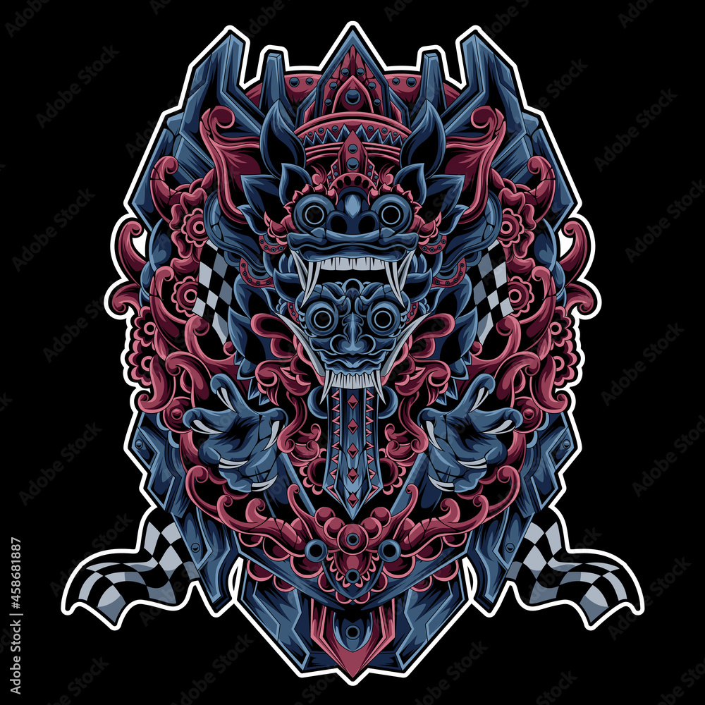 barong and rangda bali indonesian culture vector illustration Stock ...