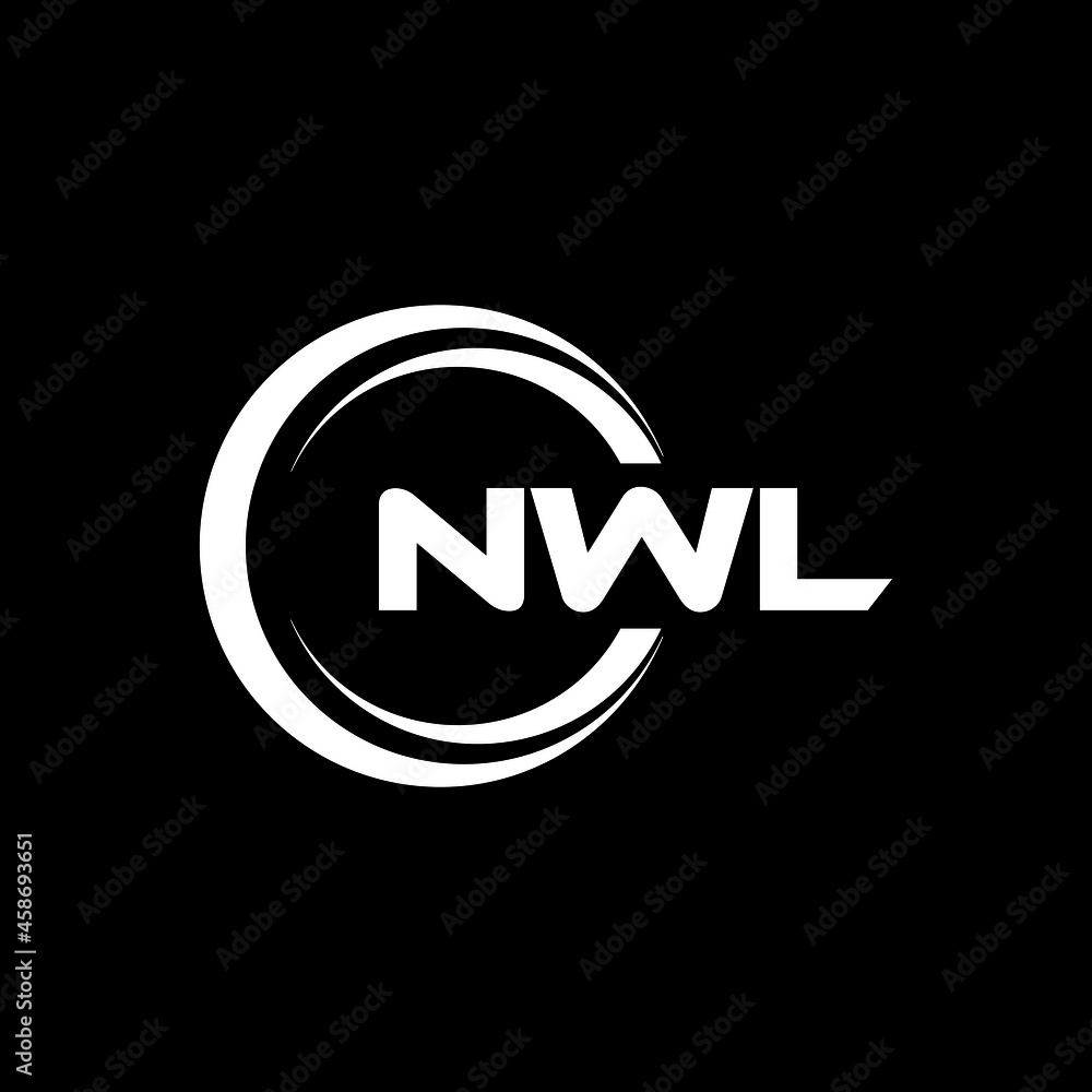 Vecteur Stock NWL letter logo design with black background in ...