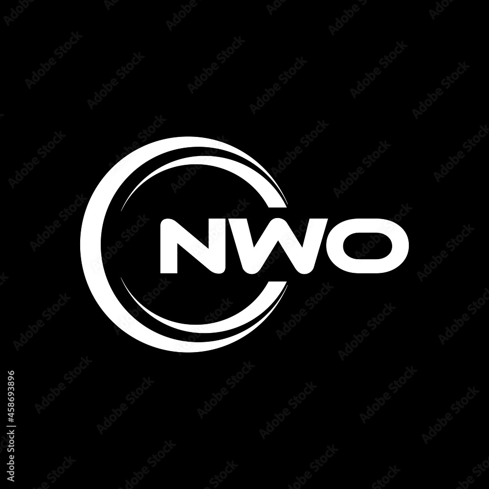 NWO letter logo design with black background in illustrator, vector ...