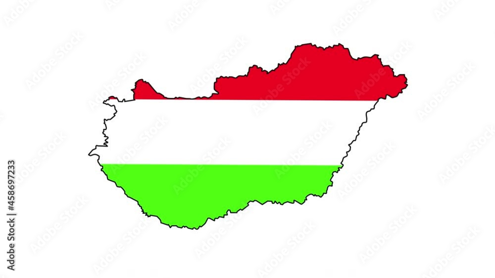 Hungary country territory map seamless loop animation. Red white green ...
