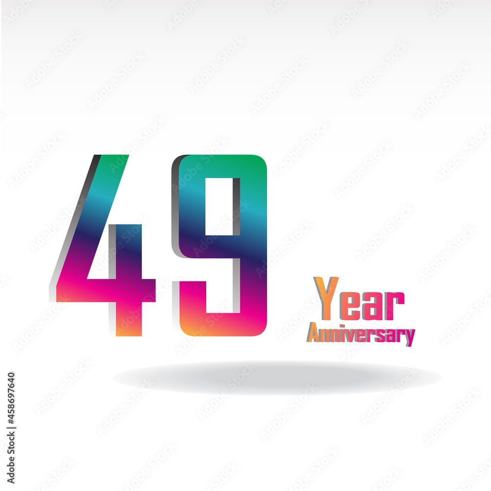 49 th anniversary event party. Vector illustration. numbers template ...
