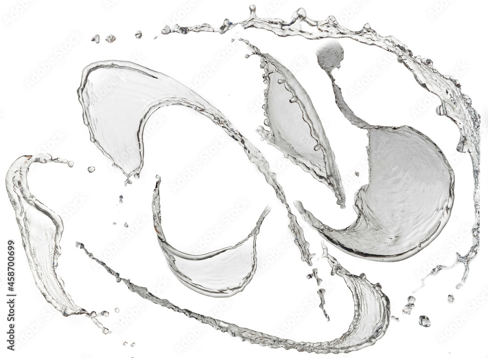 Transparent set of clear water splash with drops isolated on white ...