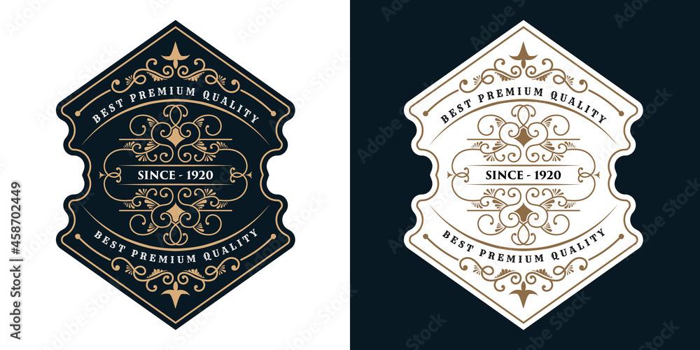 Whiskey Bourbon Vintage luxury antique logo border frame western ...