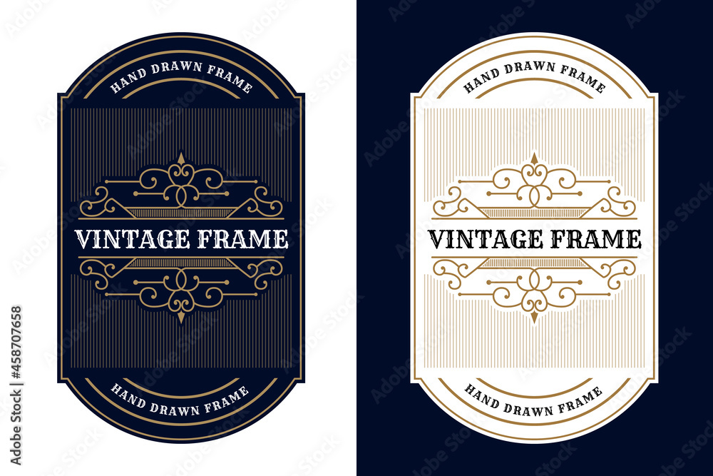 Whiskey Bourbon Vintage luxury antique logo border frame western ...