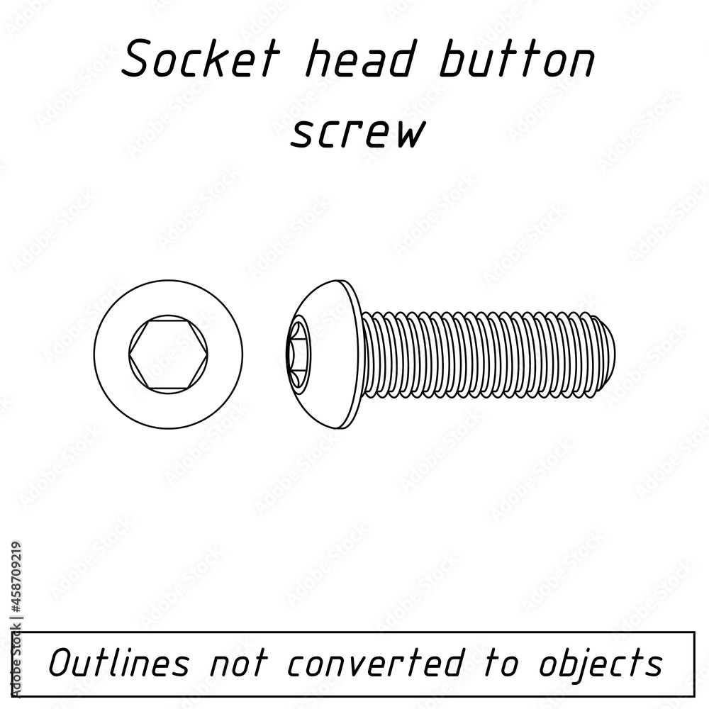 Photo & Art Print socket head button screw fastener outline blueprint ...