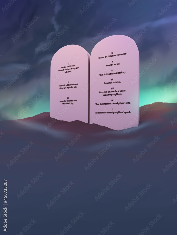 Ten Commandments Catholic enumeration Roman church decalogue Stock ...