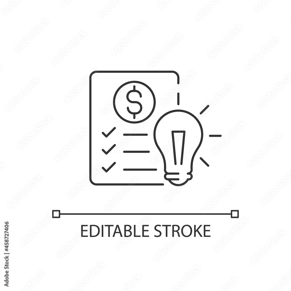 Financial literacy linear icon. Personal money management goals ...