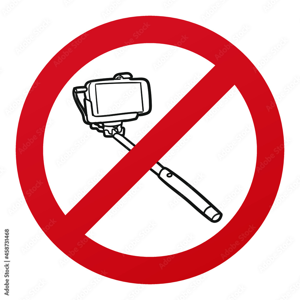 No Selfie Symbol Isolated on White Background. Camera Stick Vector ...