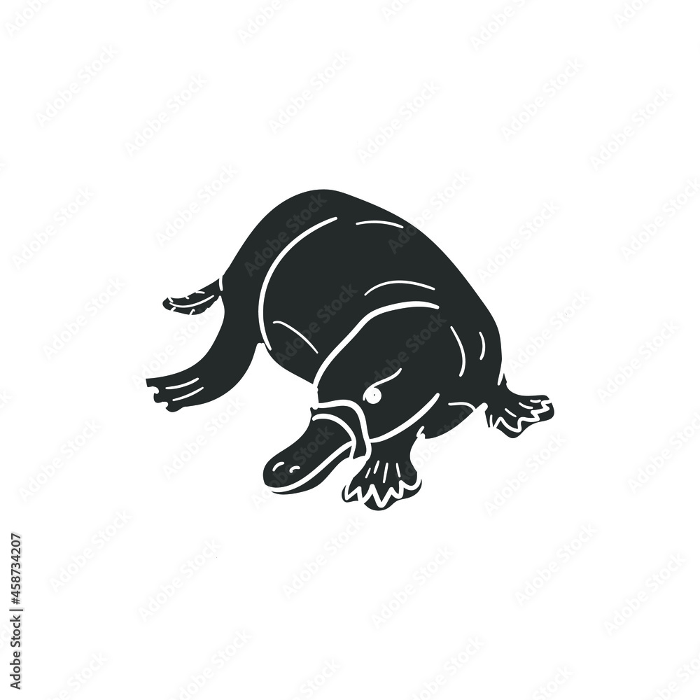 Platypus Icon Silhouette Illustration. Australian Animals Vector ...