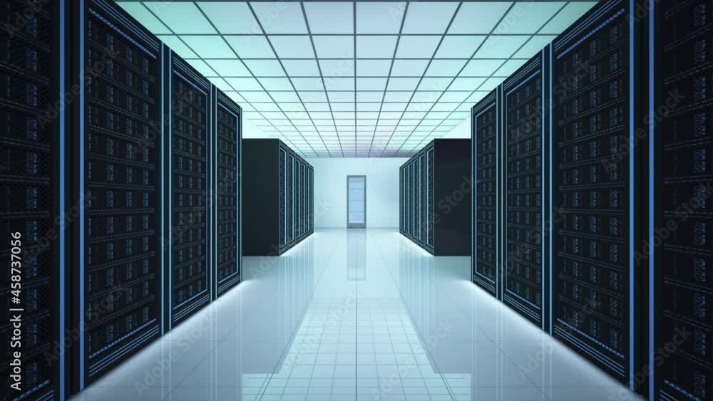 Interior of server computer data empty room. Power energy motor ...