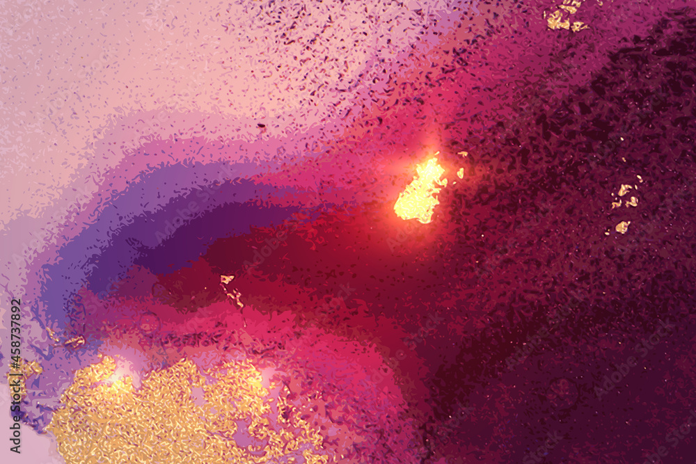 Purple, maroon and gold abstract pattern with marble texture and ...