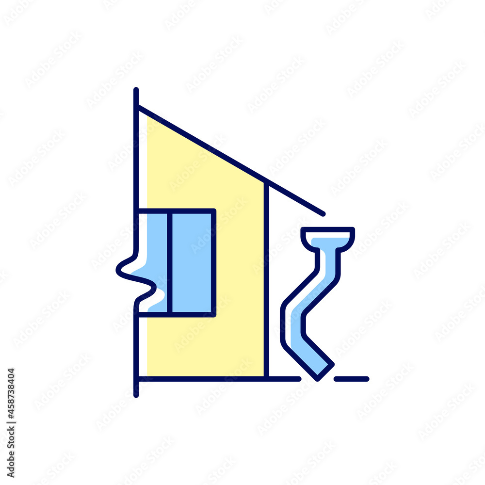 Roof drains RGB color icon. Roof drainage system. Keeping water away ...