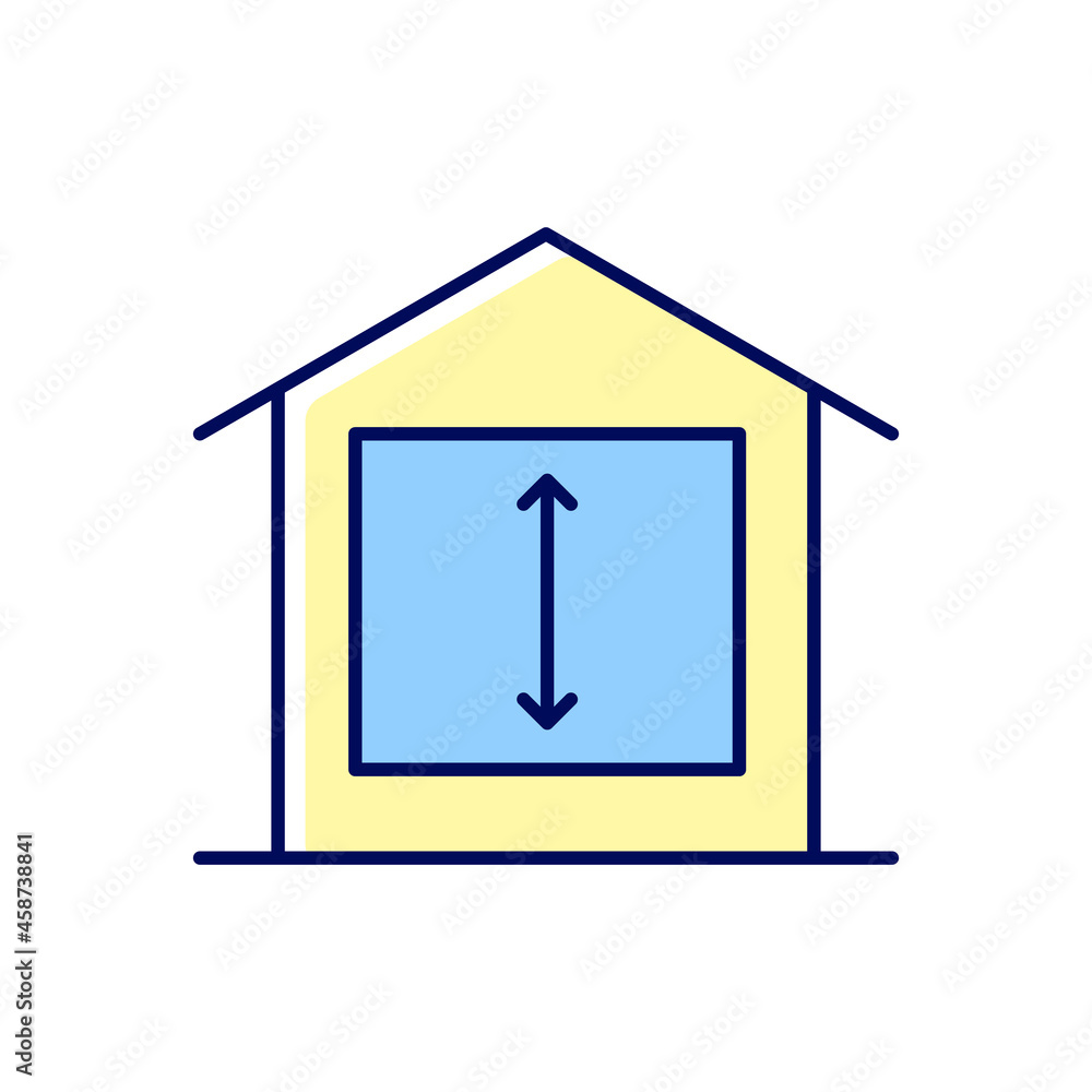 Minimum ceiling heights RGB color icon. Standards for habitable rooms ...