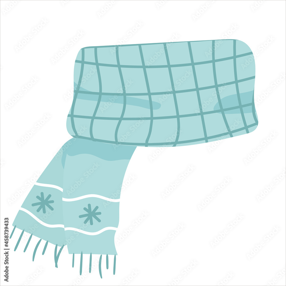 flat scarf. Women's fashion accessories. The blue object isolated on ...