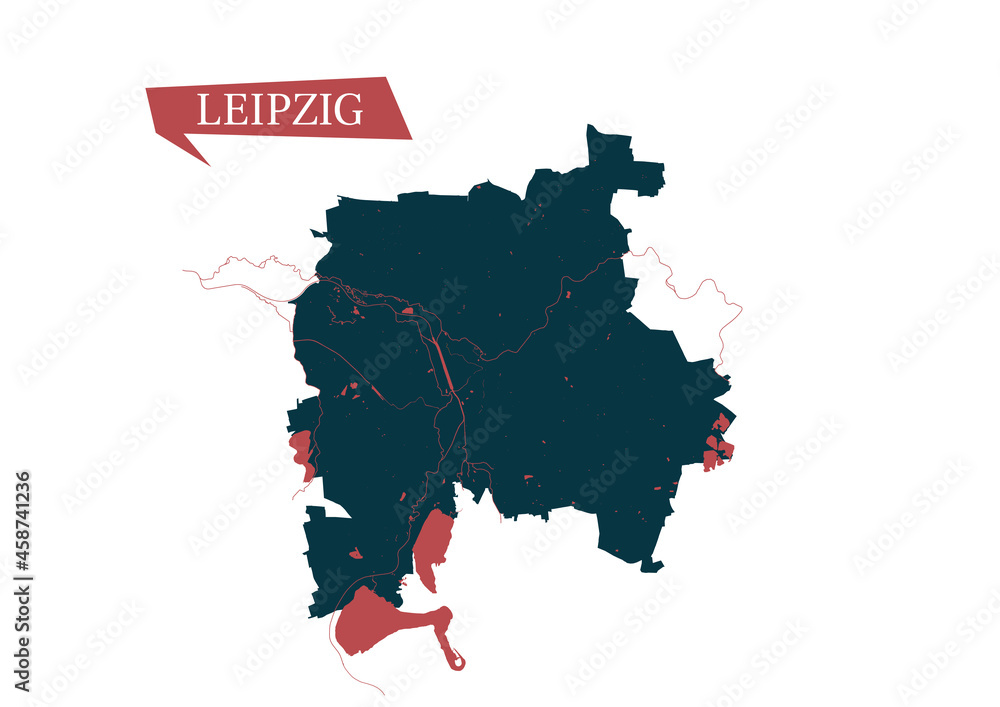 Water map of Leipzig Stock Illustration | Adobe Stock