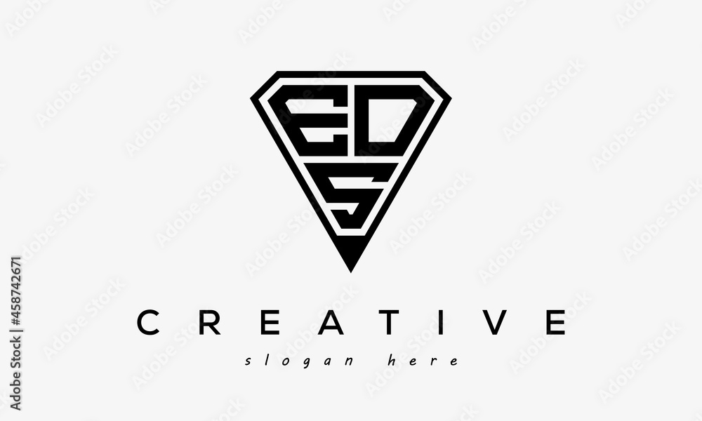 initial letters logo EOS black monogram diamond pentagon shape with ...