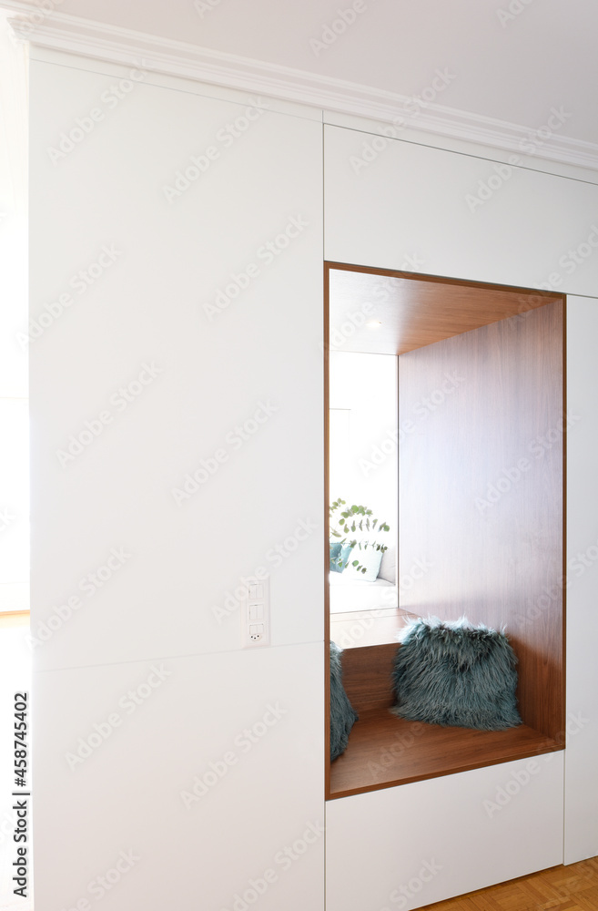 recessed window and resting place in a Japanese style home interior ...