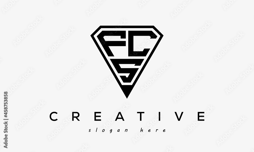 initial letters logo FCS black monogram diamond pentagon shape with ...