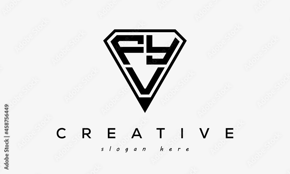initial letters logo FYV black monogram diamond pentagon shape with ...