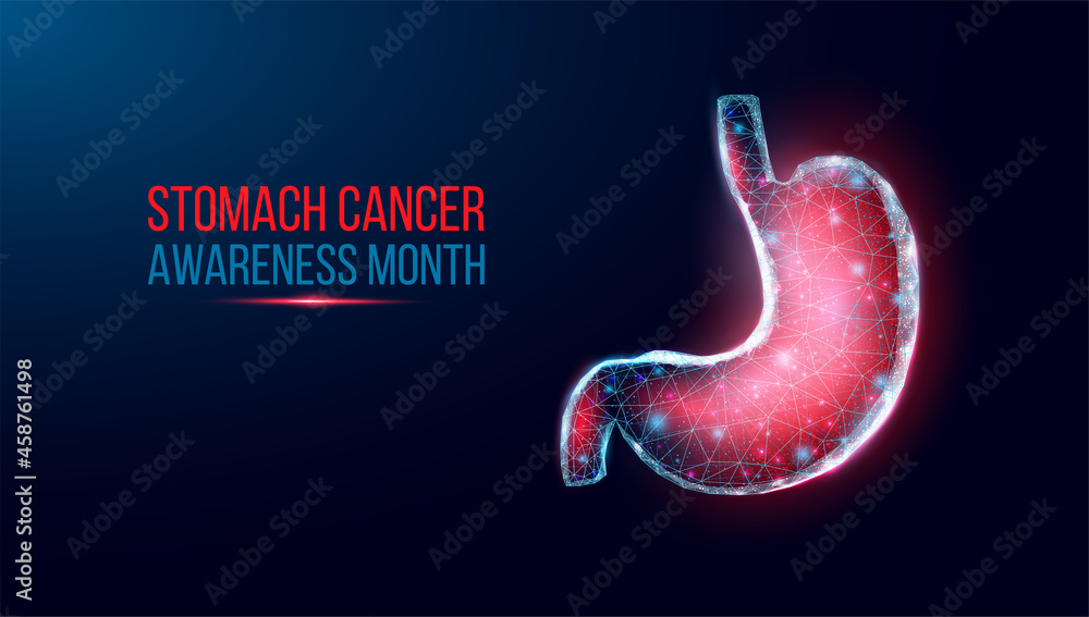 Stomach cancer awareness month. Wireframe low poly style. Concept for ...