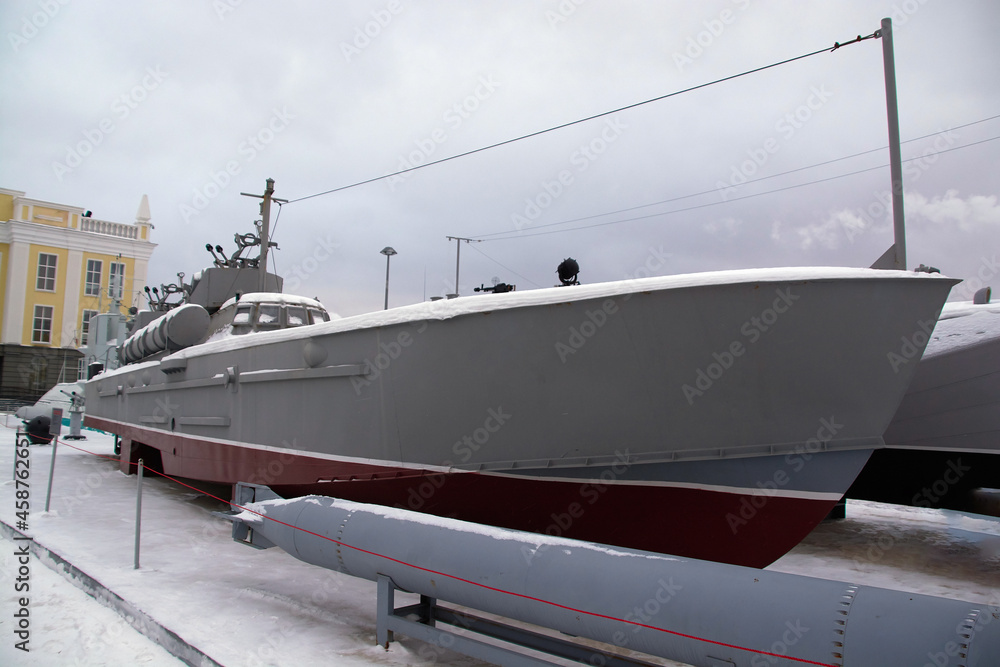 Soviet warships and a submarine.Russian military equipment. Stock Photo ...