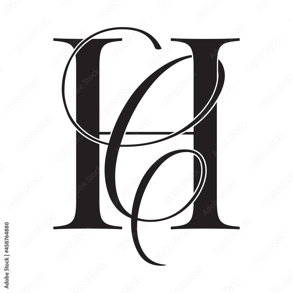 hc, ch, monogram logo. Calligraphic signature icon. Wedding Logo ...