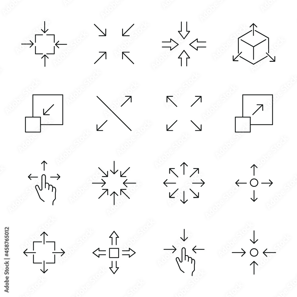 Scaling icons set. Scaling pack symbol vector elements for infographic ...