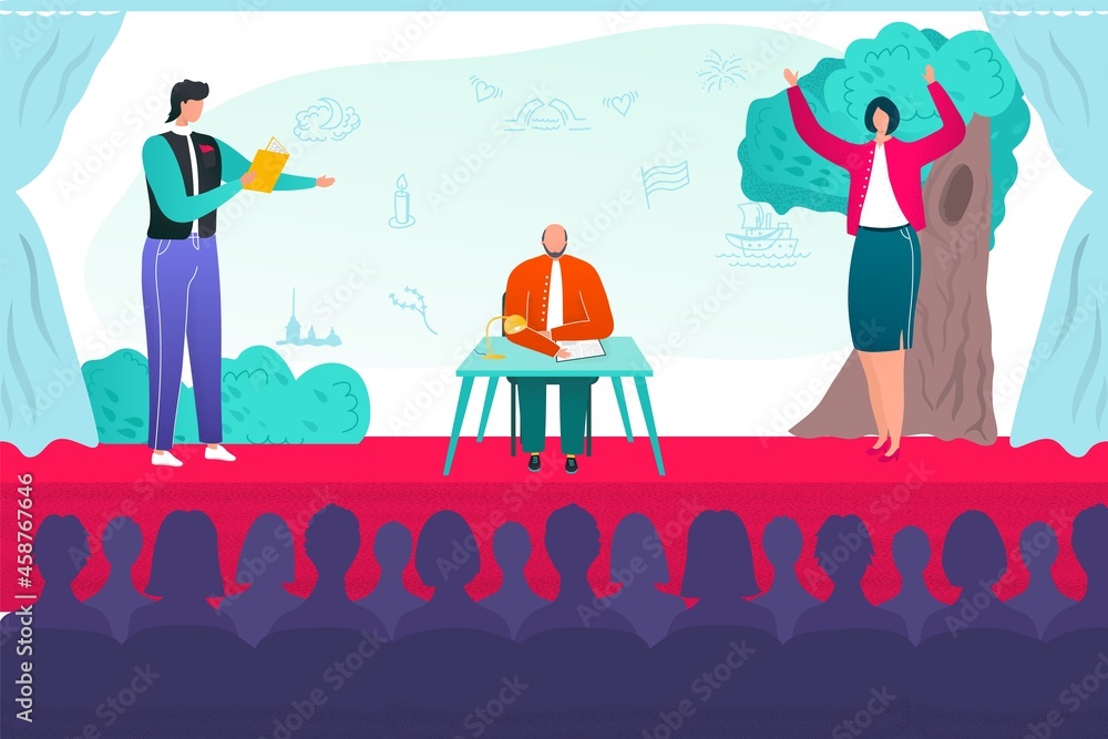 Talent performance at scene concept, vector illustration, entertainment ...