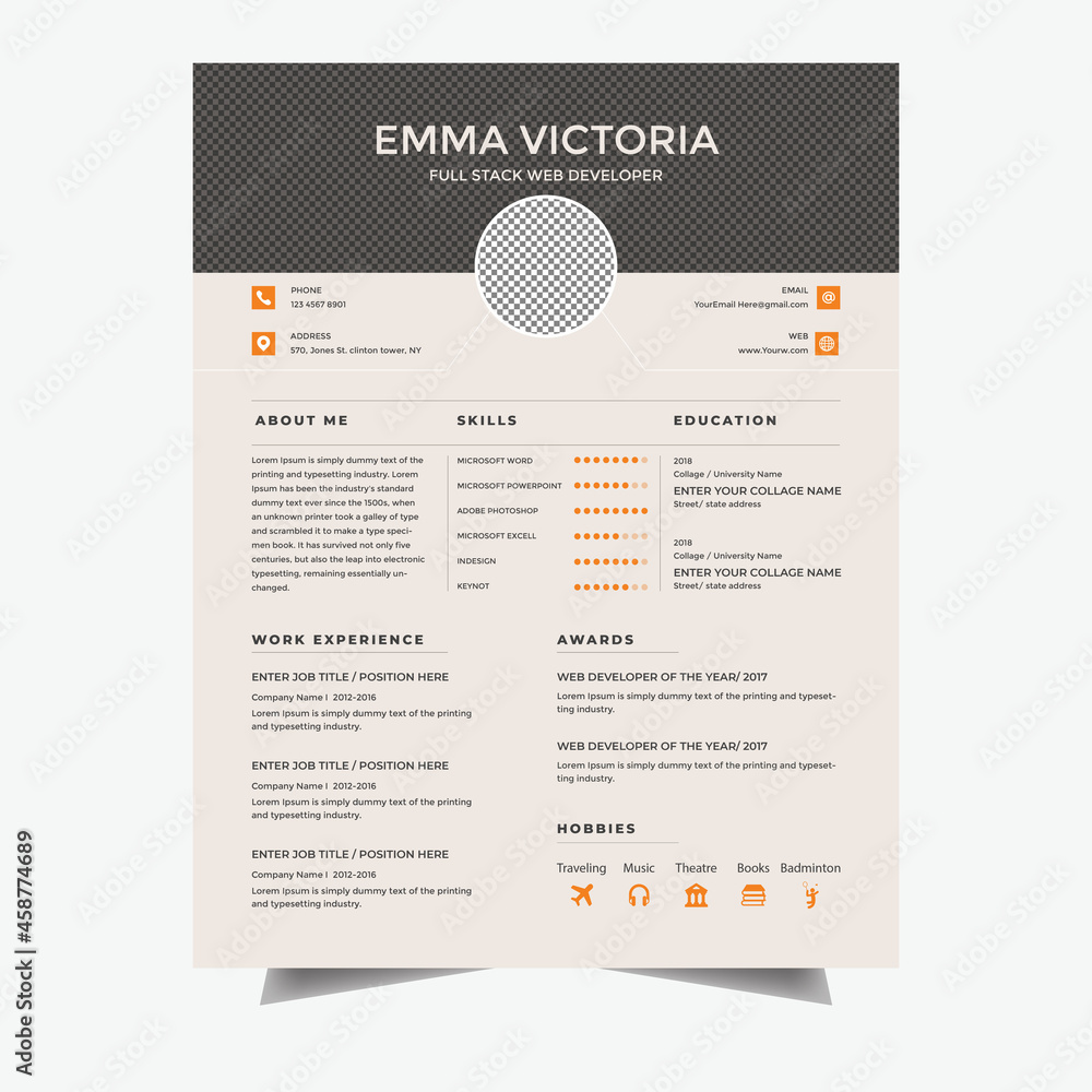 Vector Minimal professional CV, curriculum vita, resume design template ...