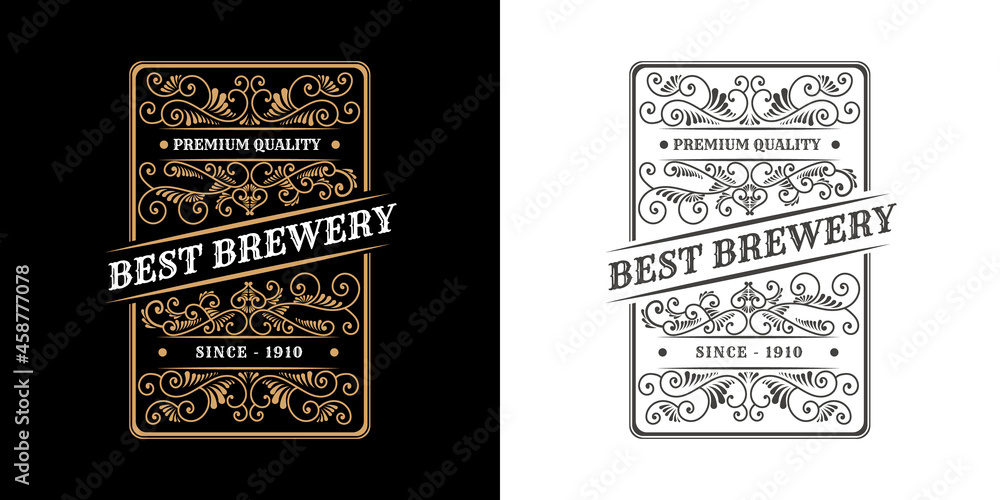 Whiskey Bourbon Vintage luxury antique logo border frame western ...
