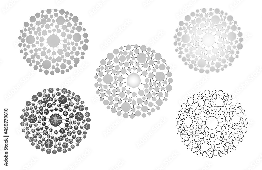 5 images of round cells spreading in a circle. Transparent background ...