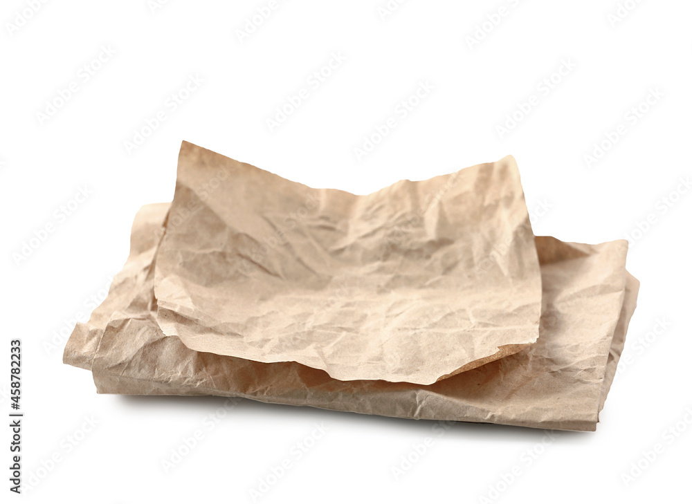 Brown kitchen bakery paper piece isolated on white.Food advertisement ...