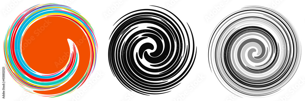 Whirl, swirl, twirl spiral set. Rotation effect lines. Whirlpool ...