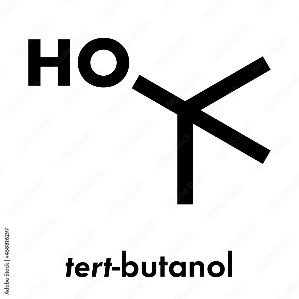 tert-butyl alcohol (tert-butanol) solvent molecule. Skeletal formula ...