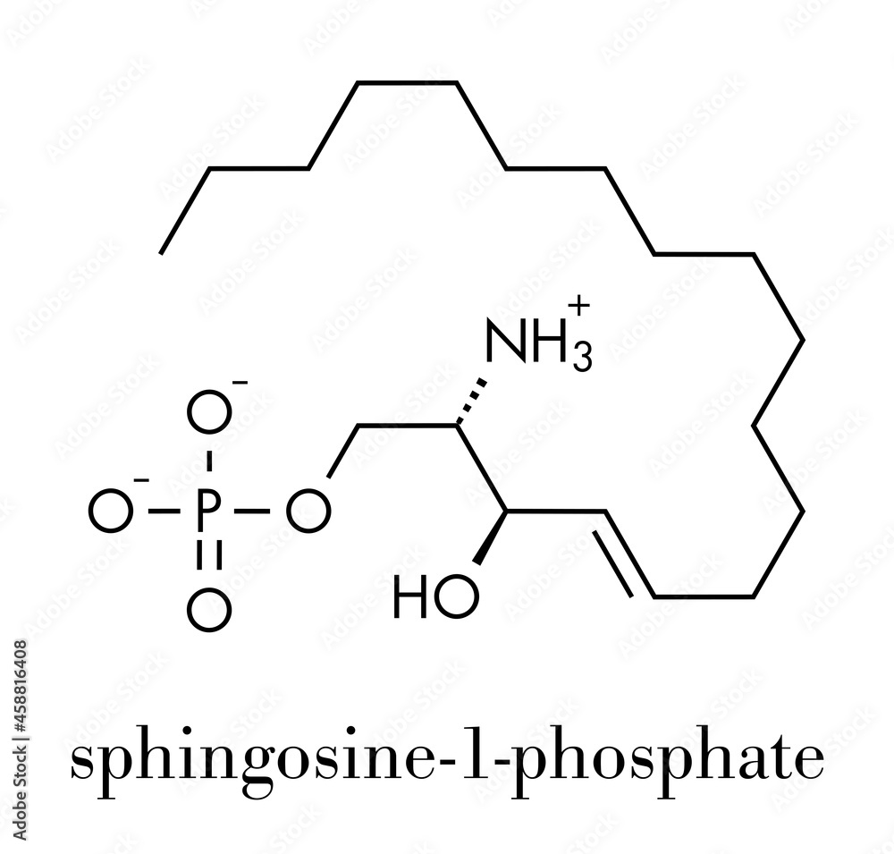 Sphingosine-1-phosphate (S1P) signaling molecule. Skeletal formula ... Sphingosine-1-phosphate (S1P) signaling molecule. Skeletal formula ...
