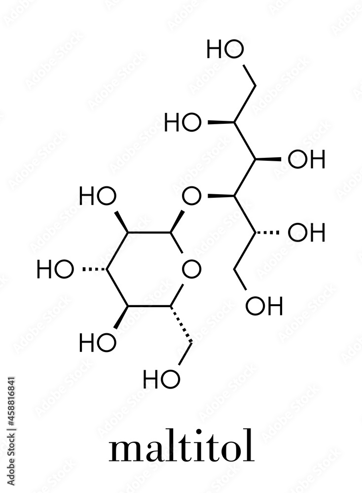 Maltitol sugar alcohol sweetener molecule. Skeletal formula. Stock ...
