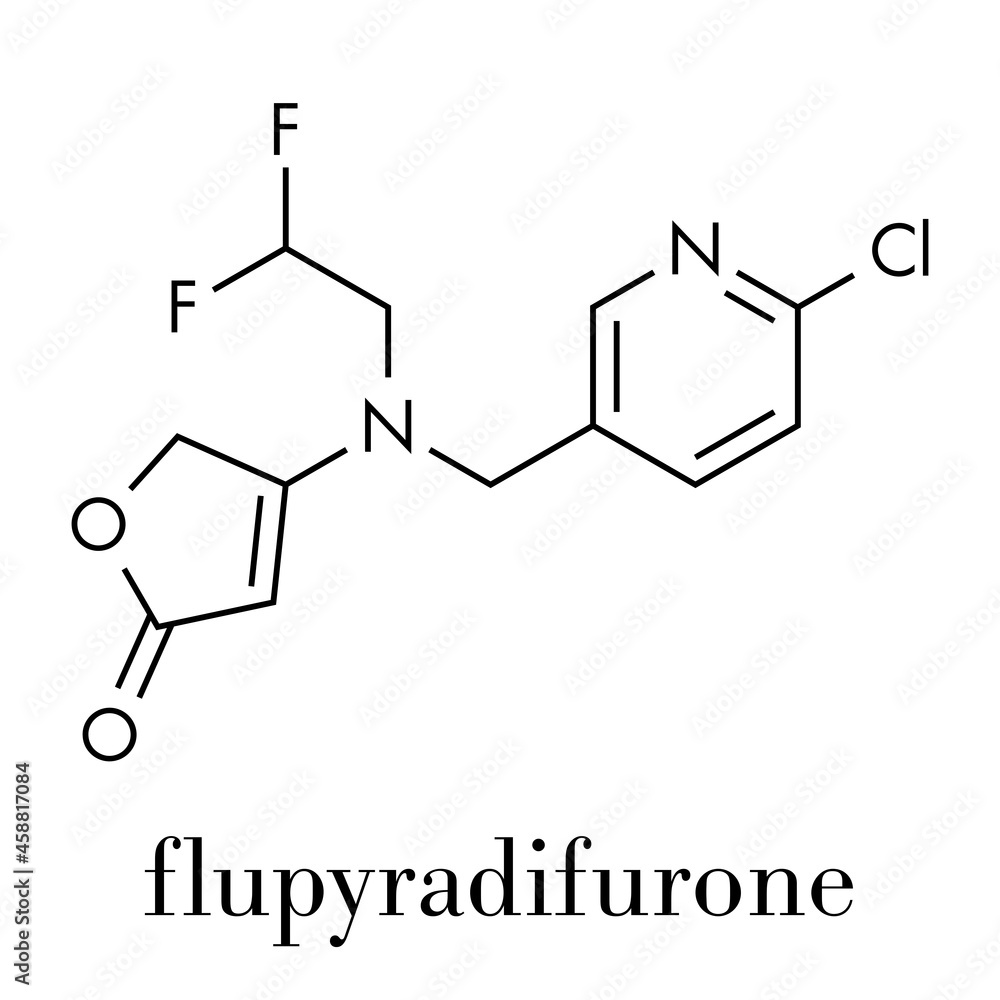 Flupyradifurone neonicotinoid insecticide molecule. Skeletal formula ...