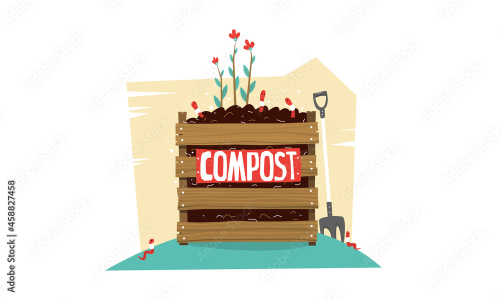 Compost heap with organic waste. A creative concept on a white ...