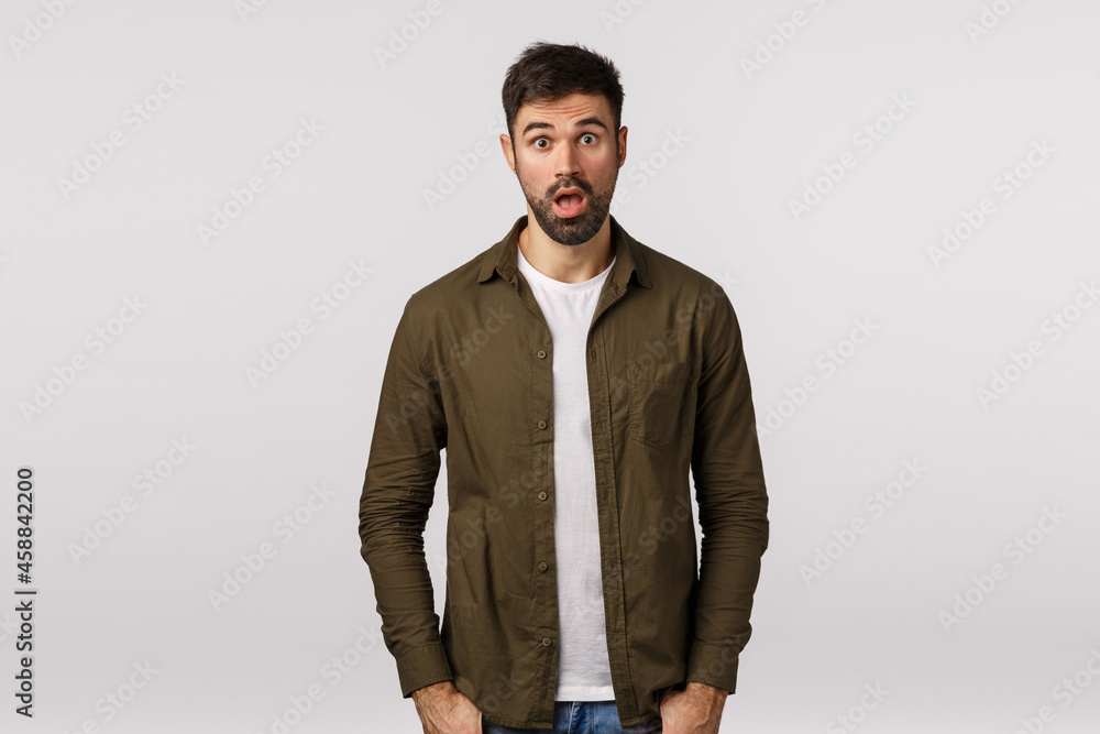 Guy found out interesting rumor feeling amazed and speechless. Shocked ...