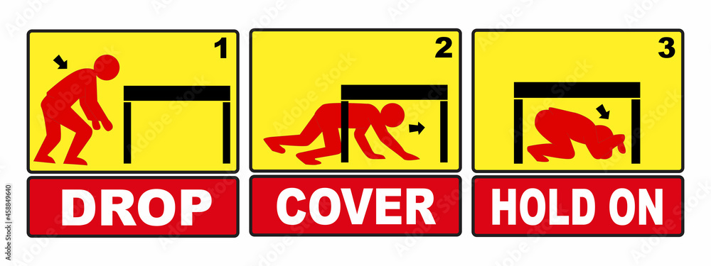 stay safe during an earthquake sign vector illustration Stock Vector ...