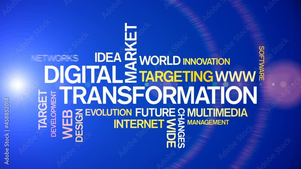 4k Digital Transformation Animated Tag Word Cloud;Text Design Animation ...