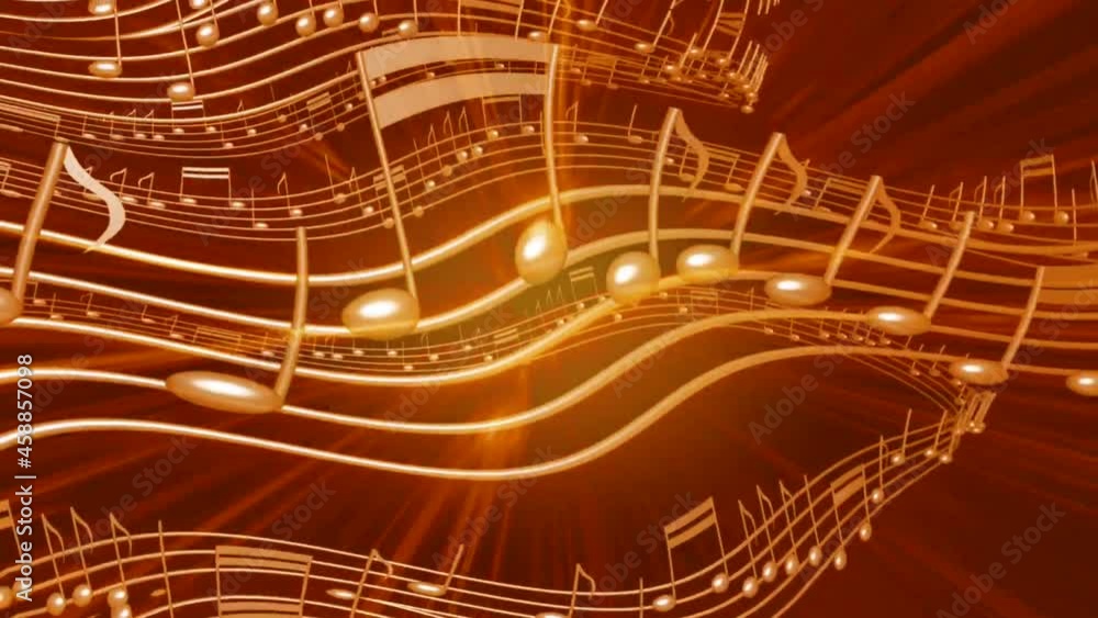 Musical notes flying across the screen.Golden Musical Notes Loop ...