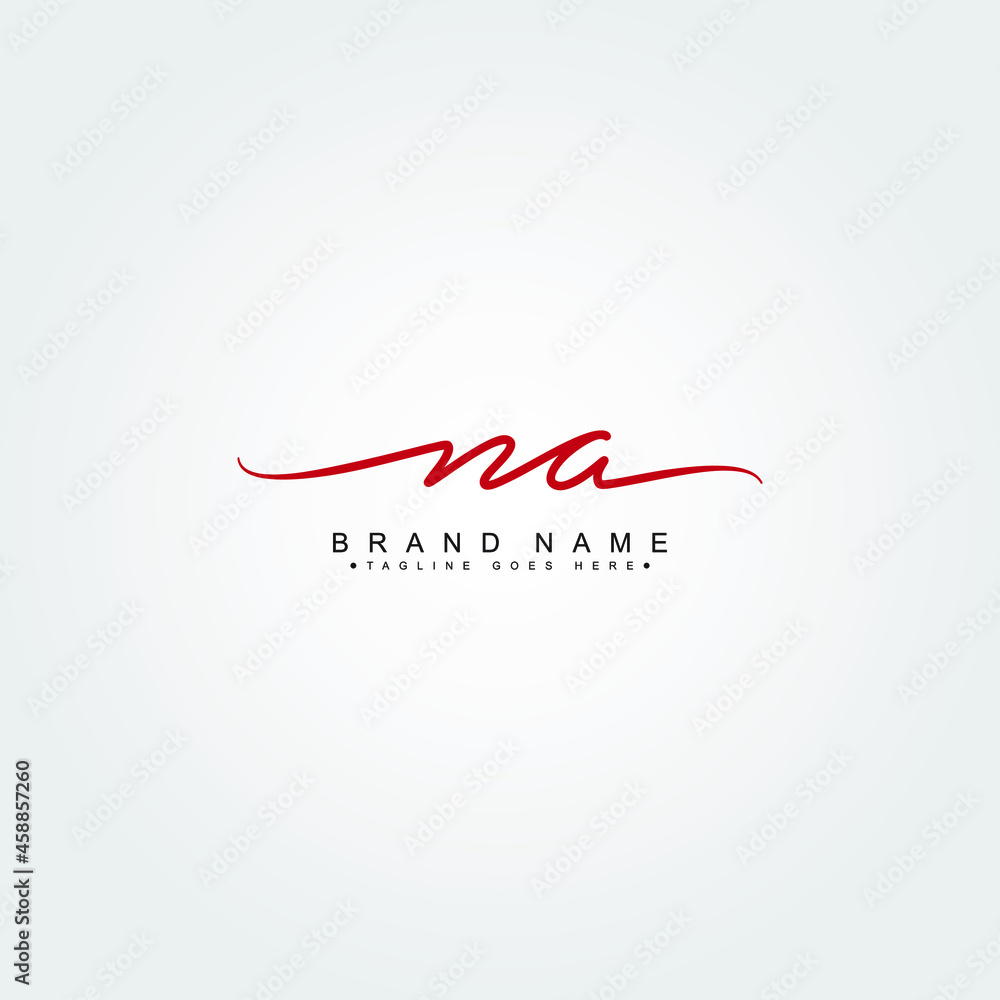 Initial Letter NA Logo - Hand Drawn Signature Logo Stock Vector | Adobe ...
