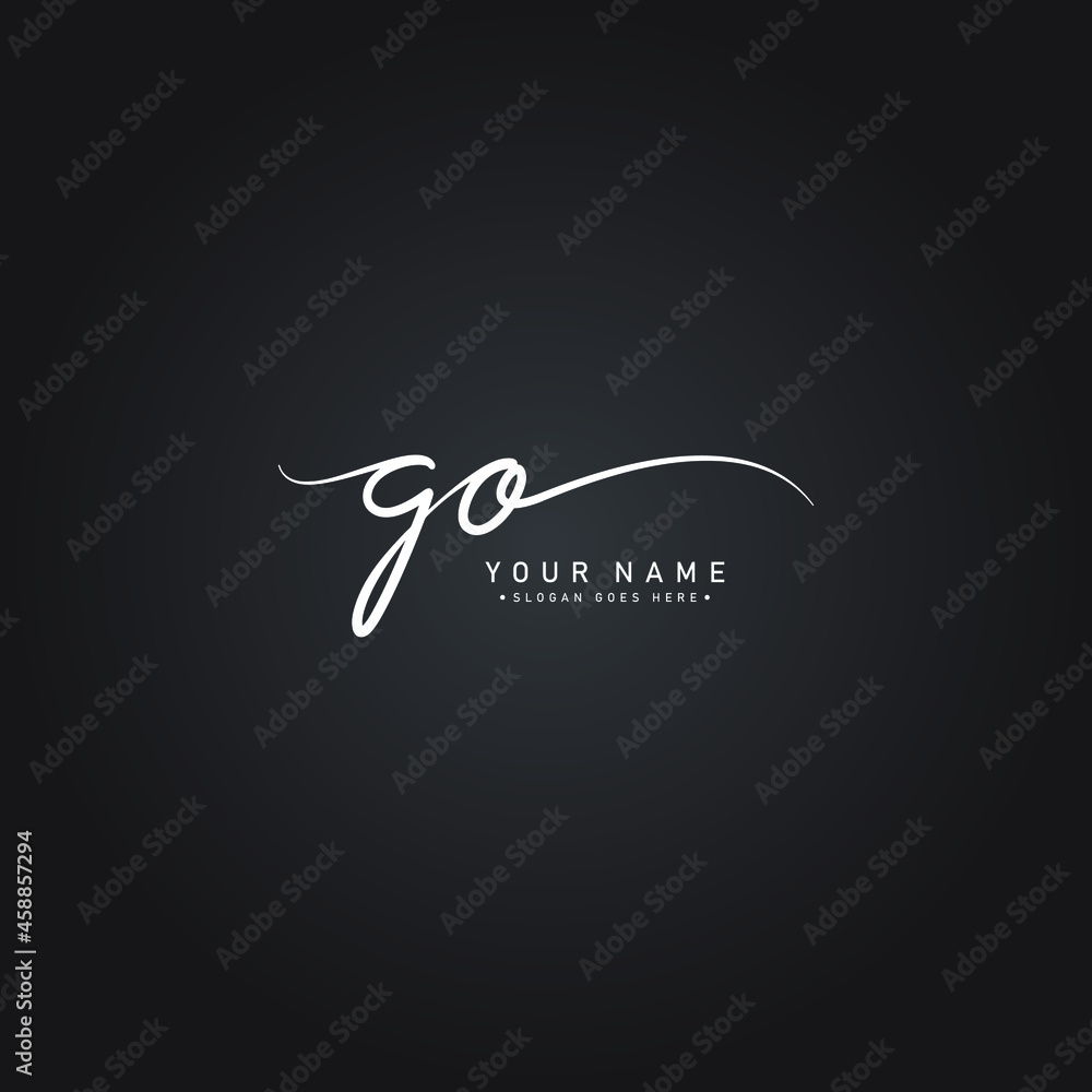 Initial Letter GO Logo - Hand Drawn Signature Logo Stock Vector | Adobe ...