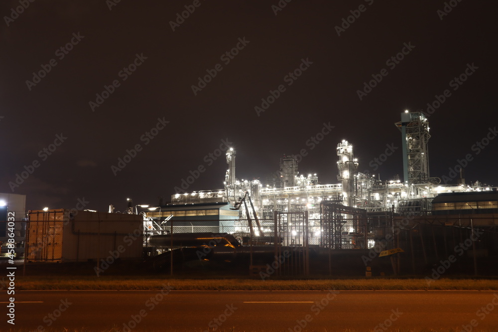 refinery of Shell and tanks of Mobil in the Pernis harbor Rotterdam ...