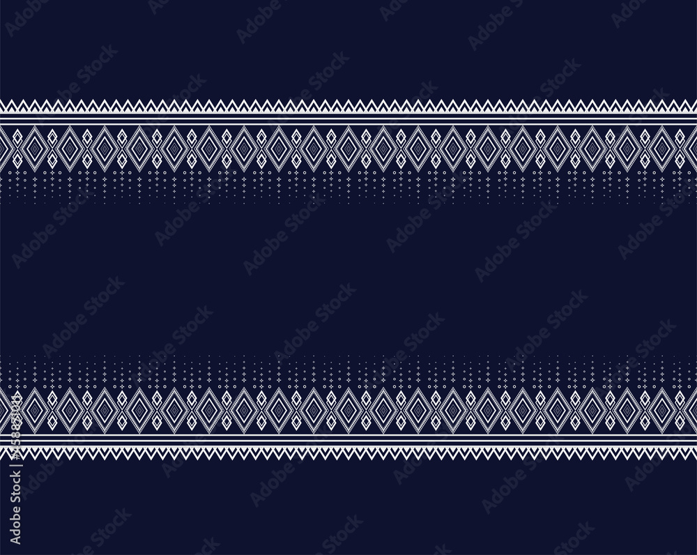 Geometric ethnic texture embroidery design with Dark Blue background ...